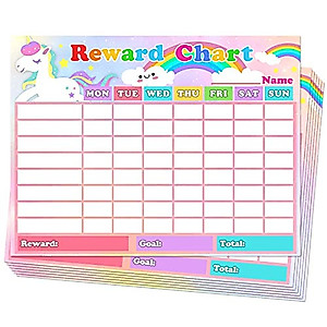 Chore Chart for Kids Dry Erase Reward Chart Reusable Self-Adhesive Behavior Chart for Home Classroom,Cute Unicorn Chore Chart 10 Pack,14.5 x 11 Inches