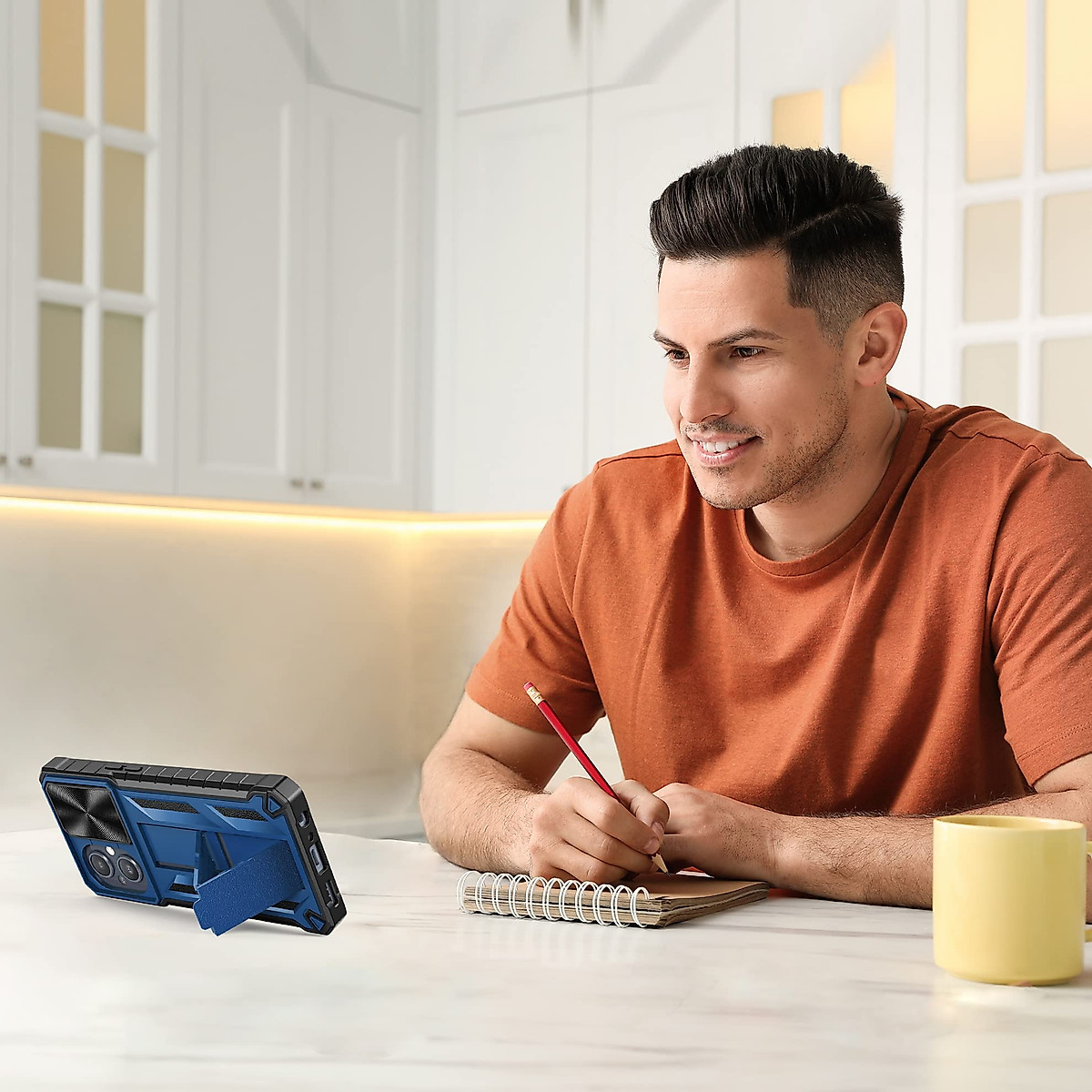 WTYOO Case for OnePlus Nord N20 5G: Military Grade Drop Proof Phone Protective Cover with Kickstand and Slide Cover Protection - Shockproof TPU Matte Textured