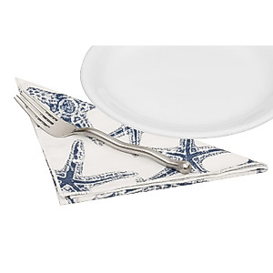 Cloth Napkins Table Linens Linen Napkins Dinner Napkins Nautical Beach Set of 12 Starfish Blue 18" x 18"