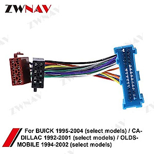 ZWNAV ISO Car Radio Wire Cable Wiring Harness Stereo Adapter Connector Adaptor Plug Power and Loudspeaker Fit for Buick 1995-2004, Cadillac 1992-2001, Oldsmobile 1994-2002 (Select Mode