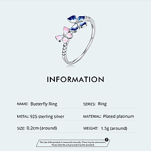 Teleye Butterfly Ring 925 Sterling Silver Engagement Ring Promise Ring for Women (8)