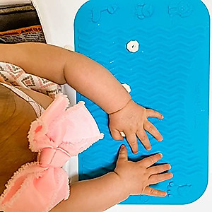 Handfullz Silicone Placemats Baby Food Table/High Chair Mat for Baby Feeding - Raised Wave Design for Easy Food Pickup and Motor Skills - Dishwasher Safe and BPA-Free - Single Blue