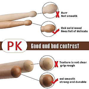 5A Drumsticks, AIEX 3 Pair Drum Sticks Classic Maple Wood Drumsticks Wood Tip Drumstick for Students and Adults (with Waterproof Bag)