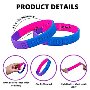 Fundraising For A Cause 50 Pack Bisexual Gay Pride Silicone Bracelets - Purple/Blue/Pink BI Pride Flag Rubber Wristbands