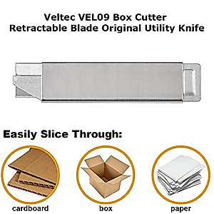 Veltec Standard Box Cutter Retractable Blade Original Utility Knife, for Boxes, Papers, Cardboards, Packages, Tape, Metal Body (Pack of 12)