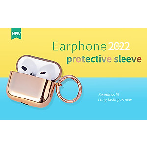 AirPods 3 Case Cover with Keychain,Mirror Plating Silicone Cover Airpods 3 Accessories with Keychain，for Women Men with Apple Airpods 3 Case 2021 (Gold)