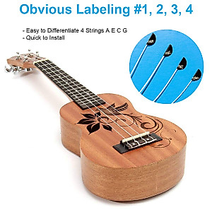 Ukulele Strings, Yoklili 5 Sets of Nylon Ukulele Strings with 10 Felt Picks, String Winder for Soprano (21 Inch) Concert (23 Inch) Tenor (26 Inch) Ukulele, and Capo included