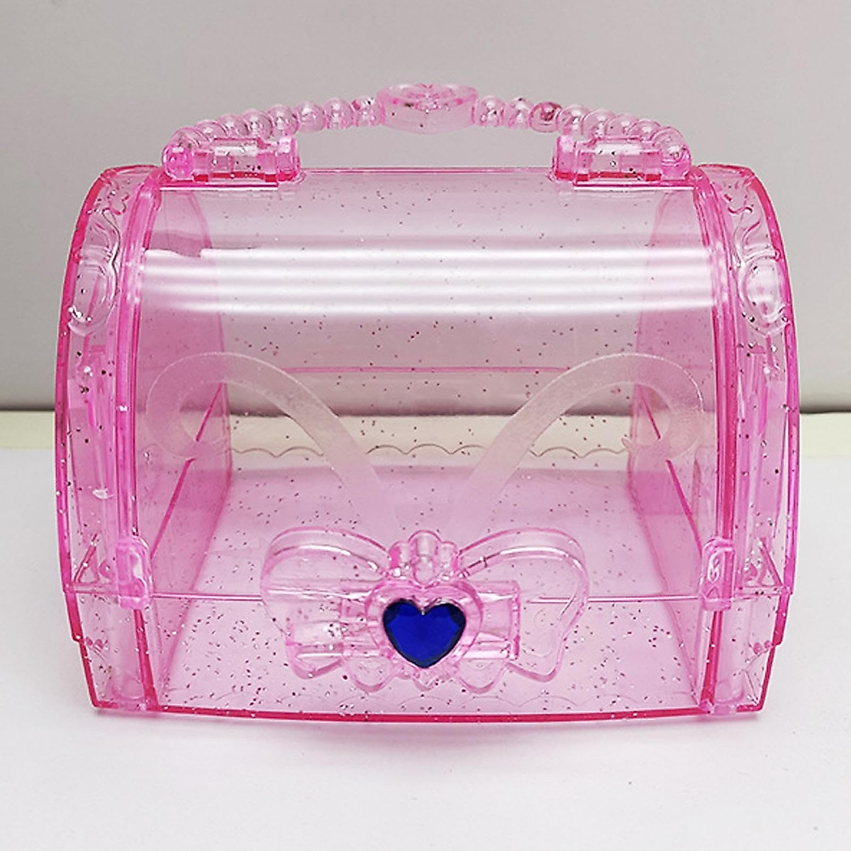 ＫＬＫＣＭＳ Multipurpose Storage Box Sewing Box Organizer, Art Craft Display Case Hair Accessory, Storage Case for Tools Sewing Hair, Clear and Pink