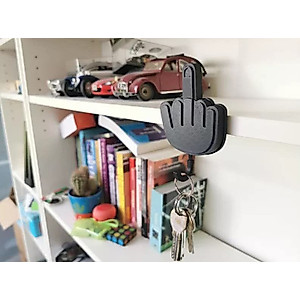 Middle Finger Key Hanger Funny Gift Idea Middle Finger Self Adhesive Key Hook Wall Personalized Key Holder for Doorway Wall Entryway Hallway Funny Office Gift (2PCS)1