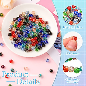 Lyrow 120 Pcs Luminous Glass Beads 8mm Round Beads Bulk Glow in The Dark Beads Glass Round Loose Spacer Ball Beads for Making DIY Craft(Multicolor)