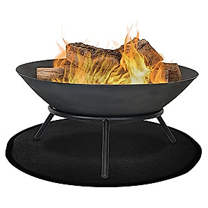 YWWQYBYQ 24" Fire Pit Mat,Round Grill Mat for Outdoor Grill Deck Protector, Double-Sided Fireproof BBQ Grill Mat, Oil-Proof Waterproof Under Grill Mat Black