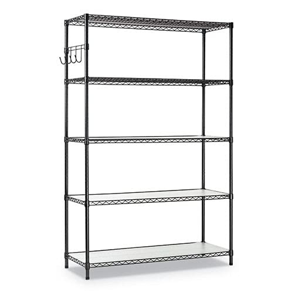 Alera 5-Shelf Wire Shelving Kit with Casters and Shelf Liners, 48w x 18d x 72h, Black Anthracite