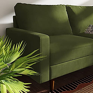 SILKIR 3-Person Couch for Living Room | Perfect for: Apartment/Studio/Office & Small Space | Velvet Fabric | Fast and Easy Assembly | (Olive Green) Modern Contemporary Mid-Century, 70 Inch Sofa