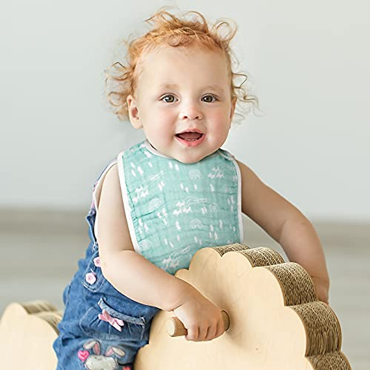 Snap Muslin Bibs for Girls, 3-Pack Baby Bibs for Infants, Newborns and Toddlers, 100% Cotton Muslin Absorbent & Soft Layers, Adjustable Snaps,"Girlish Romance"