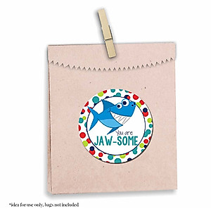 You are Jaw-Some Shark Appreciation & Encouragement Sticker Labels, 40 2" Party Circle Stickers by AmandaCreation, Great for Teachers, Co Workers, Employees and Anyone Who Needs to Feel Appreciated