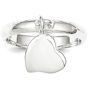 IceCarats 925 Sterling Silver Dangling Heart Love Ring Size 8