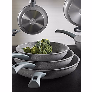 MOPITA Roccia Viva Non-Stick Frying Pan Ø20 cm Frying pan for All hobs (No Induction) Multilayer Non-Stick, 5-Layer Coating Scratch Resistant, SoftTouch Handle, Made in Italy