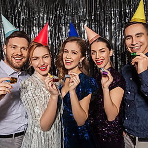 Yunsailing 224 Pcs Party Noise Makers Bulk Include Hand Clapper Noisemaker for Sporting Events Glitter Fringed Blowout Musical Plastic Blower for Kids Adult Birthday Carnival Graduation Decorations