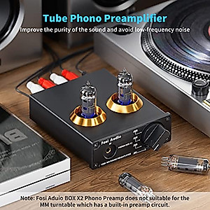 Fosi Audio Box X2 Phono Preamp for MM Turntable Phonograph Preamplifier with Gain Gear Mini Stereo Audio Hi-Fi Pre-Amplifier for Record Player with DC 12V Power Supply
