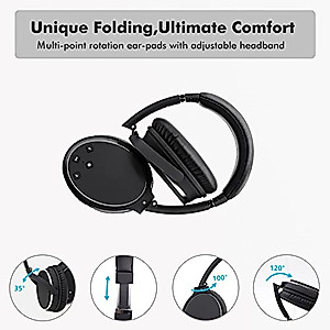 Srhythm Renewed NC25 Active Noise Cancelling Headphones Bluetooth 5.0, ANC Stereo Headset Over-Ear with Hi-Fi,Mic,50H Playtime,Voice Assistant,Low Latency Game Mode