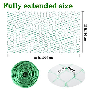 Sukh Bird Netting for Garden 13x33ft - Garden Netting Mesh Netting for Garden Protection Heavy Duty Bird Netting Garden Fence Plant Netting Chicken Netting Poultry Netting