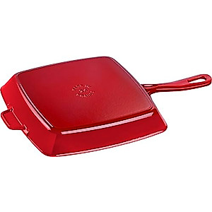 Staub American Grill Pan Cast Iron Suitable for Induction Cookers 26 cm Cherry Red