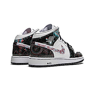 Nike Youth Air Jordan 1 Mid Se GS, White/Bright Crimson-blue Hero, 4.5 Big Kid