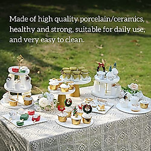 8 Pack Cake Stands Set White Ceramic Cupcake Holder Dessert Display Plate Decor Serving Platter for Party Wedding Birthday Baby Shower Celebration Home…