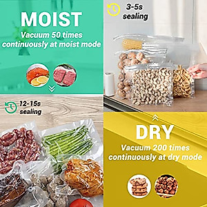 Food Sealer Vacuum Sealer Machine 10-In-1 with Full Starter Kit Built-in Cutter and Bag Storage(Up to 20ft), INKBIRD Moist/Dry/Pulse/Canister/Seal Food Vacuum Sealer Machine with Sealer Bag*5 (8"*11.8") and Bag Roll*1 (11"*118"), Sealing Strip & Foam Gask