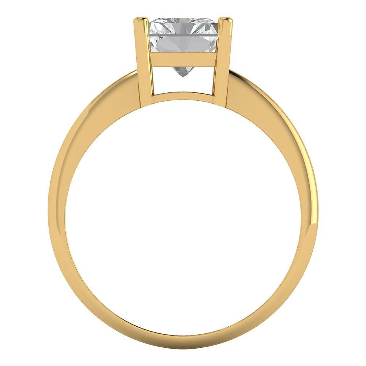 Clara Pucci Yellow 14k Solid Gold Solitaire anniversary Engagement Promise Bridal Ring - 2.5 Carat Radiant Cut Clear Simulated Diamond Size 9