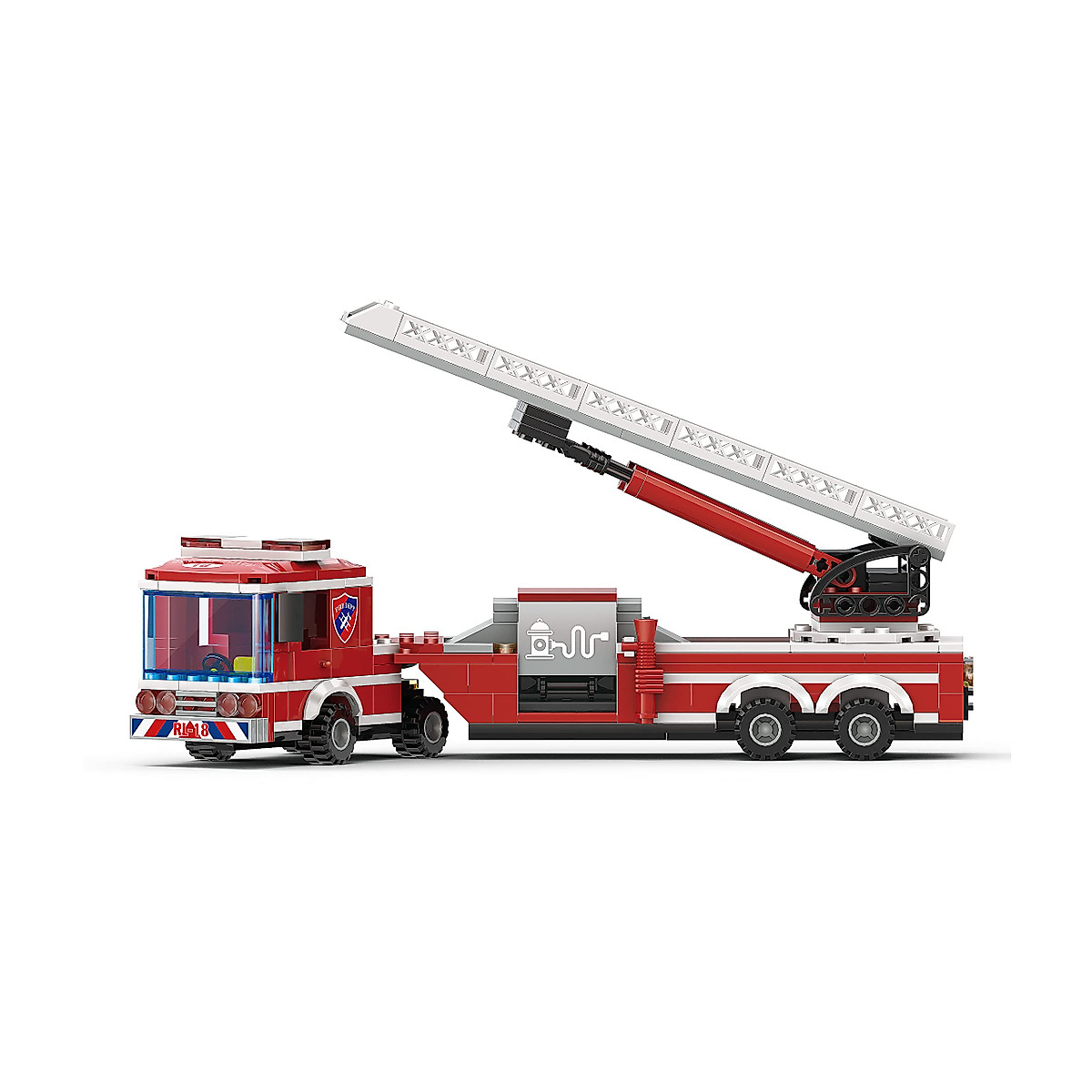 Apostrophe Games Fire Truck Building Block Set, Fire Fighter Building Blocks (Extended Ladder Firetruck), 294 Pieces