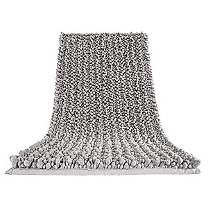 Yimobra Bathroom Rug Mat, 24'' x 17'', Luxury Chenille Shaggy Microfiber Bath Rugs, Extra Soft & Thick, Absorbent Water, Non-Slip, Machine-Washable, Bath Mats for Bathroom Floor,Tub and Shower, Gray