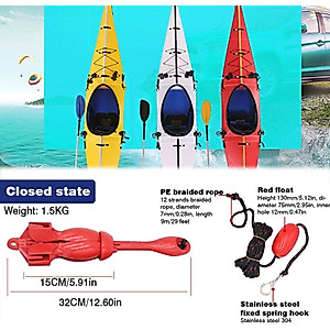 ISURE MARINE Kayak Anchor Kits Portable Folding Anchor Buoy Kit Canoe Kayak Raft Boat Sailboat Fishing 3.5 lbs Marine Rope Complete Folding Grapnel Anchor Kit for Small Boats, Kayaks Jet Ski etc
