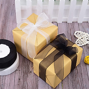 Hapeper 2 Rolls 1 Inch Sheer Organza Chiffon Ribbons for Gift Wrapping DIY Crafts Party Decoration, 50 Yards/ Roll (Light Purple, Light Blue)