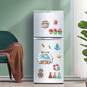 15 Pcs DIDODI Birthday Cruise Door Decorations Funny Magnetic Cruise Door Magnets Cruise Fridge Carnival Happy Birthday Decal Ship Door Birthday Magnets for Ship Party Refrigerator