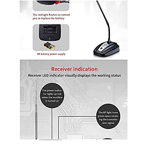 Takstar MS-208W VHF Wireless/Wired Professional Conference Microphone System, Gooseneck Table Desktop Cardioid Condenser Microphone for Meeting, Church, Live Presentation, Speech