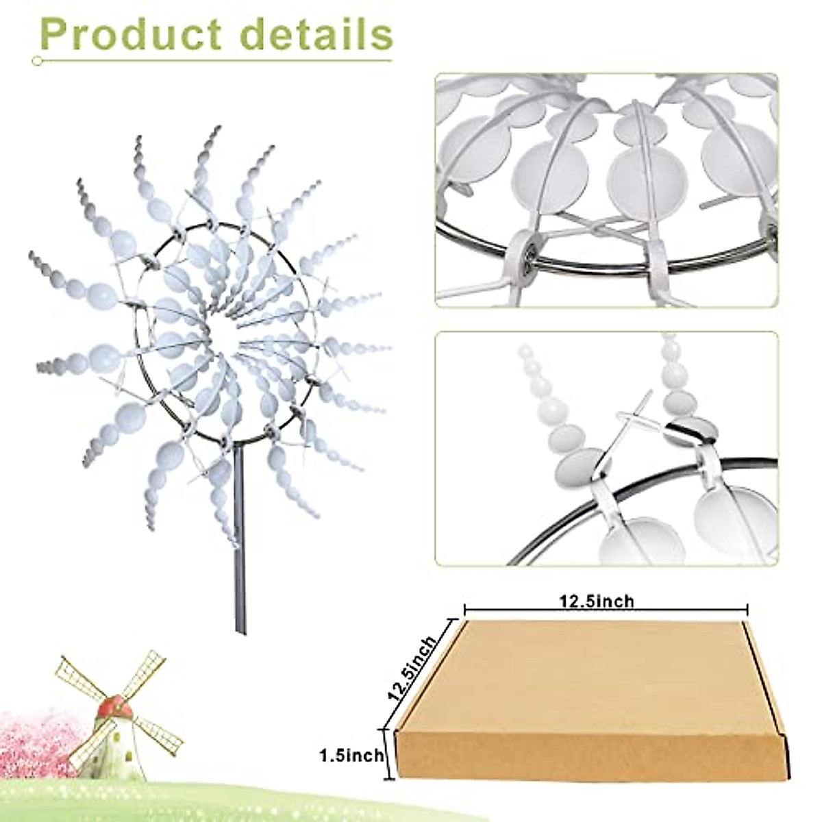RIBOZRS Metal Plastic Windmill Suitable for courtyard, garden and outdoor decoration