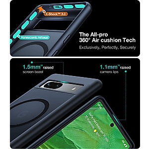 TORRAS Magnetic Guardian Designed for Google Pixel 7a Case [Military Grade Drop Tested] [Compatible with MagSafe] Slim Translucent Matte Case for Google Pixel 7a Phone Case (6.7"), Black Obsidian