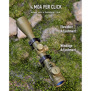 PINTY Rangefinder Rifle Scope, 3-9x40 Red Green Illuminated Shotgun Scope with 5 Brightness Levels Mount Rings for Picatinny Weaver Rail, Tactical Hunting Scope for Air Rifle Pellet Gun, Dark Earth