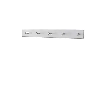 White Shaker Peg Rack - Solid Maple Peg Hook Rack - Wooden Wall Peg Coat Rack - Made in The USA (29" x 3.5" with 5 pegs)