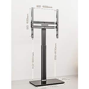 Universal Floor TV Stand with Mount 70 Degree Swivel 9 Level Height Adjustable and Space Saving Design for Most 27 to 65 inch LCD, LED OLED TVs, Perfect for Corner & Bedroom AX1006TB