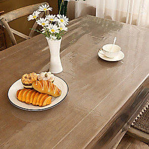 Walrus Clear Vinyl Tablecloth Protector Waterproof/Oil-Proof Plastic Square Transparent Sheet Table Cover (54X120 Inch)