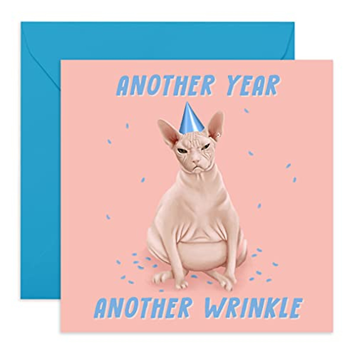 Central 23 - Funny Animal Birthday Card - “Sphynx Cat Another Year Another Wrinkle” - For Men & Women - Mom Dad Husband Wife Brother Sister 21st 25th 30th 40th 50th 60th - Comes with Fun Stickers