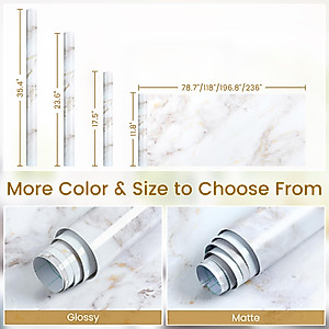 rabbitgoo Glossy Marble Contact Paper Peel and Stick Wallpaper 17.5" X 78.7" Countertop Furniture Waterpoof Self Adhesive Removable Cover for Kitchen Bathroom Cabinet Drawer Shelf Liner Vinyl Roll