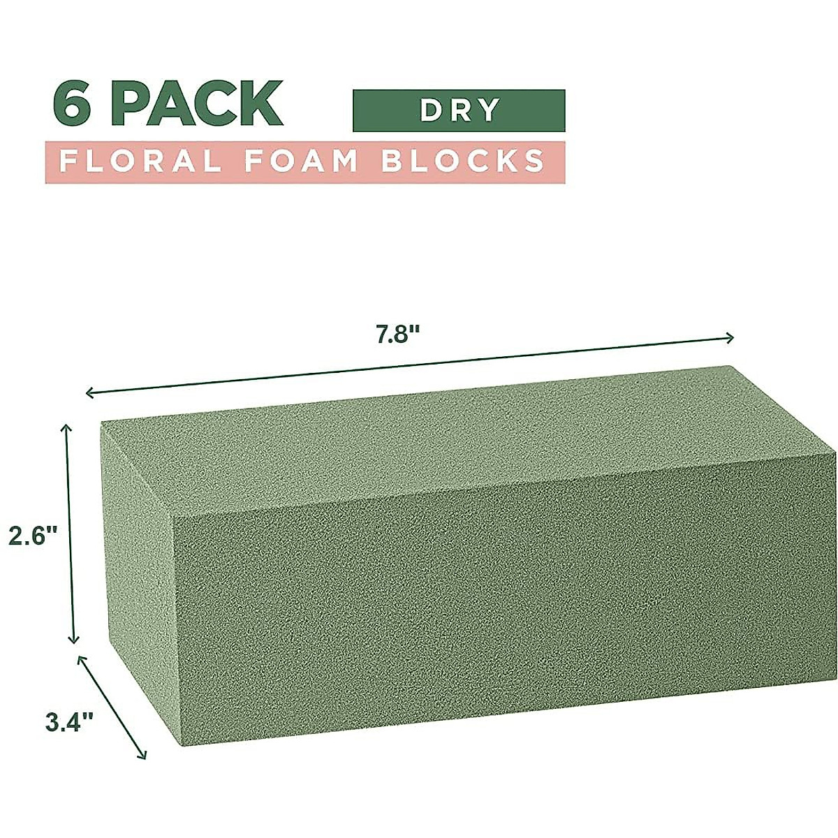 Pack of 6 Dry Floral Foam Blocks for Artificial Flower Arrangements, Styrofoam for Artificial Flowers & Crafts Supplies - with Craft Foam Block Cutting Knife, Styrofoam Blocks - 8.75"L x 4"W x 2.75"H