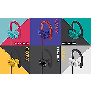 Coby Bluetooth Headphones, Running Headphones w/5 Hrs Playtime, Wireless Sports Earphones Sweatproof Earbuds in-Ear for Workout, Gym, w/Microphone (Turquoise)