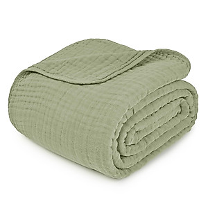 Comfy Cubs Baby Muslin Blanket, Swaddle for Newborns and Toddlers, Large 40” x 40” Cover, 6-Layer Plush Softness for Infant Swaddling, Receiving, or Tummy Time, Shower Gift (Sage, Baby - Muslin)