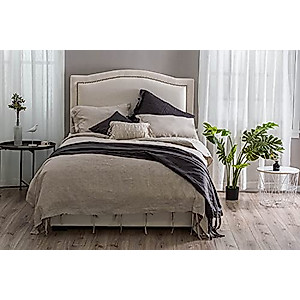meadow park 100% Stone Washed Linen Duvet Cover Set 3 Pieces, Queen 90 inches x 92 inches, Pillow Shams 20 inches x 26 inches, Ties Closure Style, Corner Ties, Super Soft, Solid Natural Linen Color