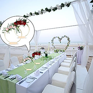 12Pcs 12 Inch Metal Floral Hoop Centerpiece with Stand for Table,Metal Macrame Gold Wreath Ring with 12Pcs Holders Stands,Centerpiece Table Decorations for DIY Wedding Decor and Wall Hanging Crafts