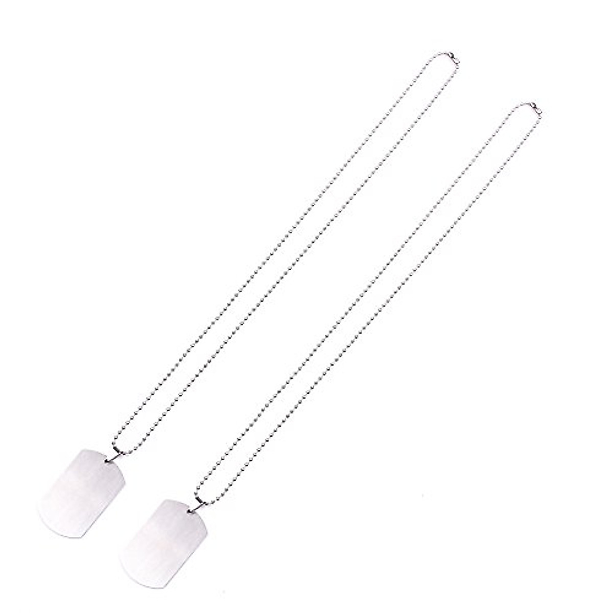 COSMOS 2 Pcs Military Dog Tags with 23.5 Inch Nickel Plated Steel Ball Chains